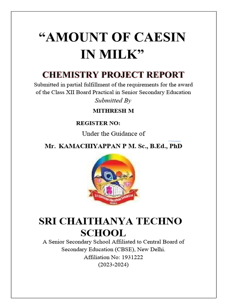 Casein Content Analysis in Milk | PDF | Chemistry | Chemical Substances