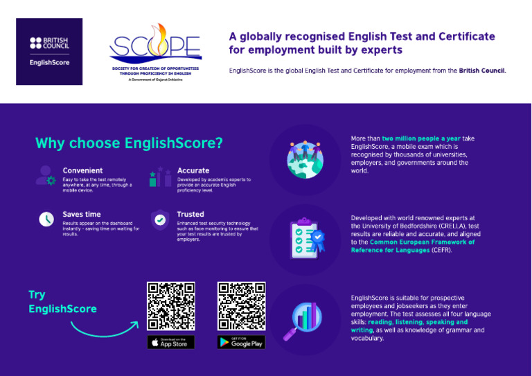 British Council English Score Exam Brochure | PDF | Student Assessment ...