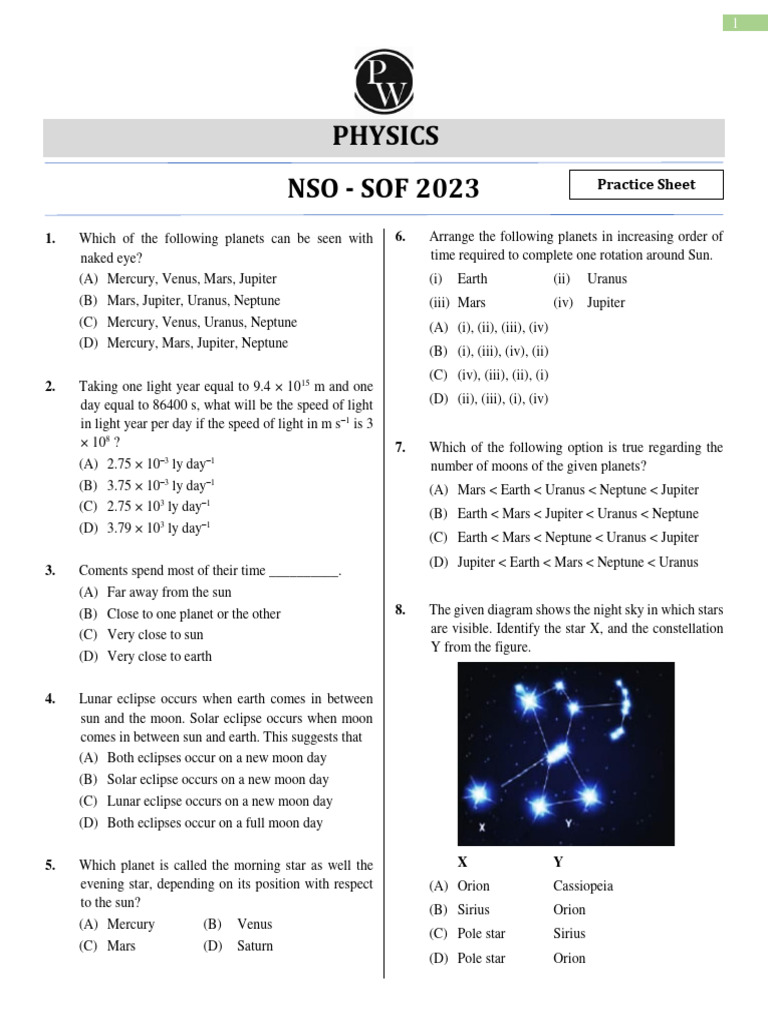 Complete NSO & SOF Physics (Part 2) - Practice Sheet Notes - (Only PDF ...