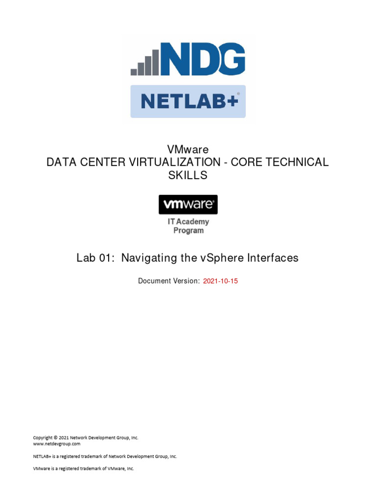 Vsphere DCV CTS Lab 01 | PDF | Computing | Computer Networking