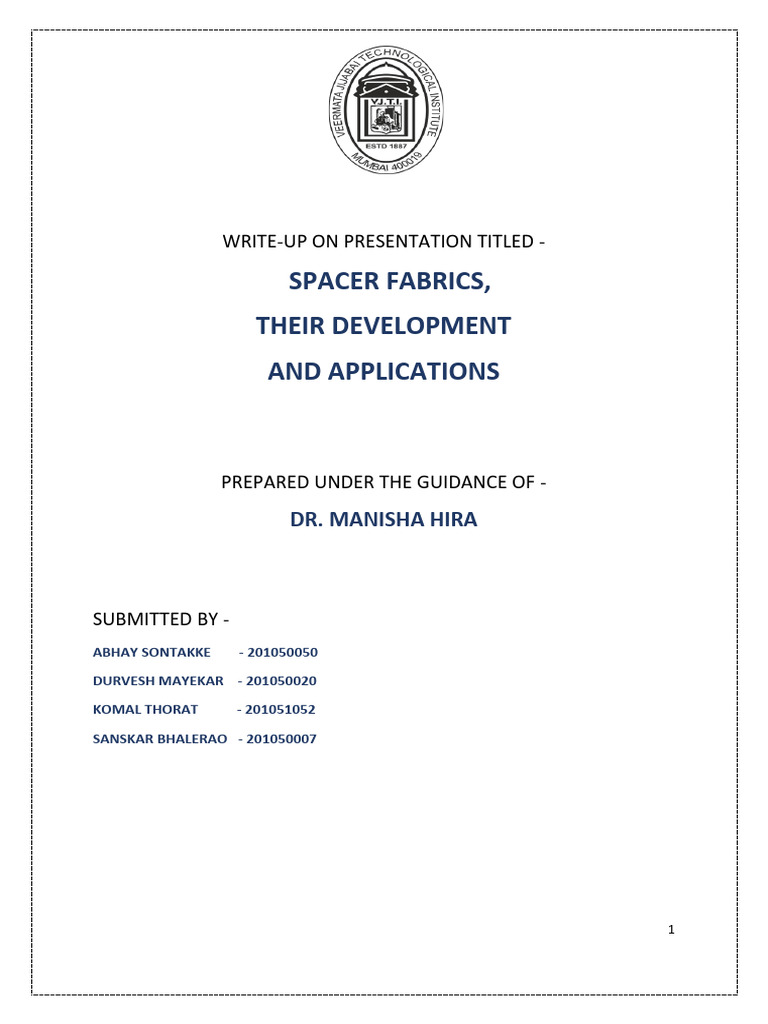 WRITE UP - Spacer Fabrics | PDF