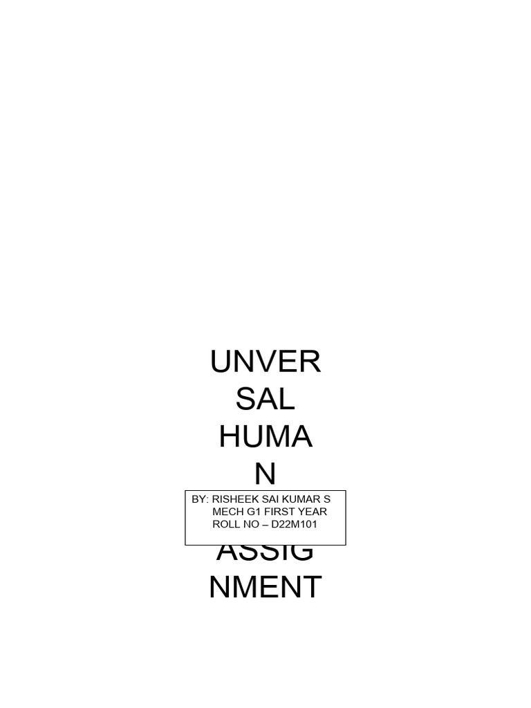 Universal Human Value Assignment | PDF | Understanding | Behavioural Sciences
