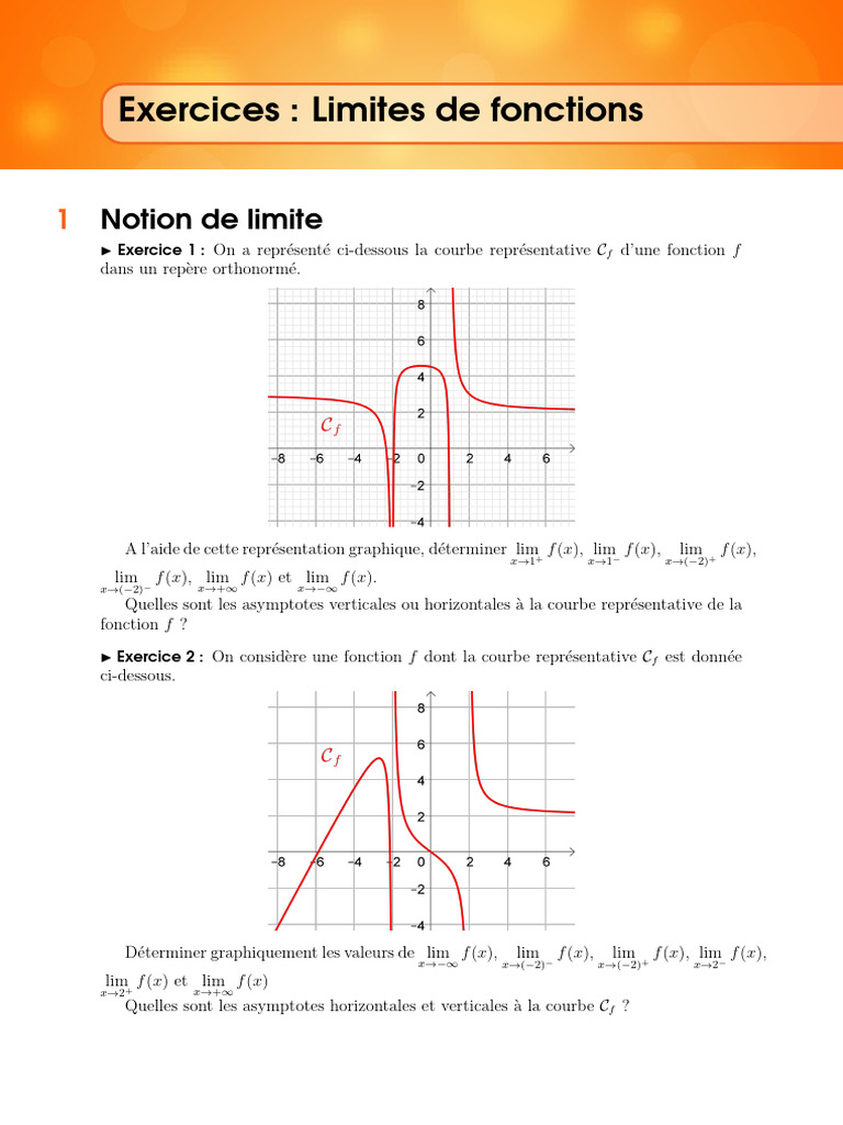 Exercices sur les limites de fonctions | PDF