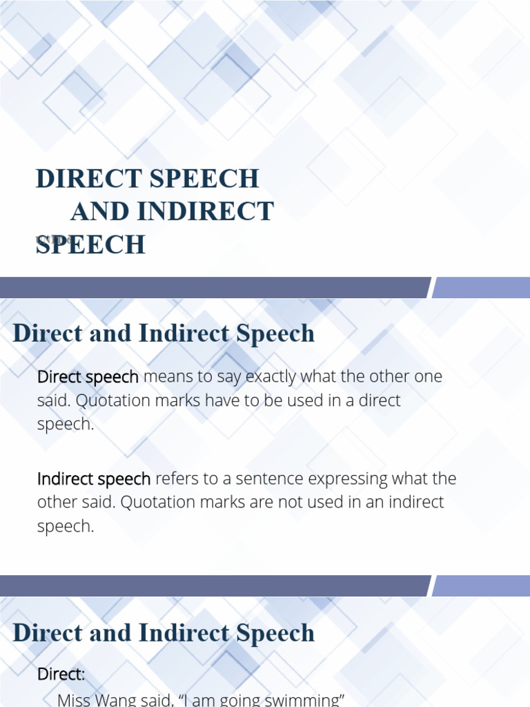 (Meet 6) Direct and Reported Speech | PDF | Question | Linguistics