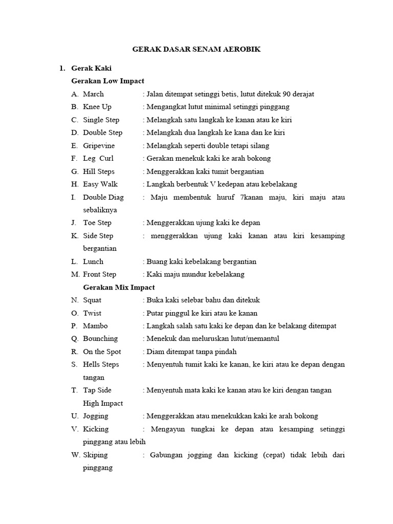 Gerak Dasar Senam Aerobik | PDF