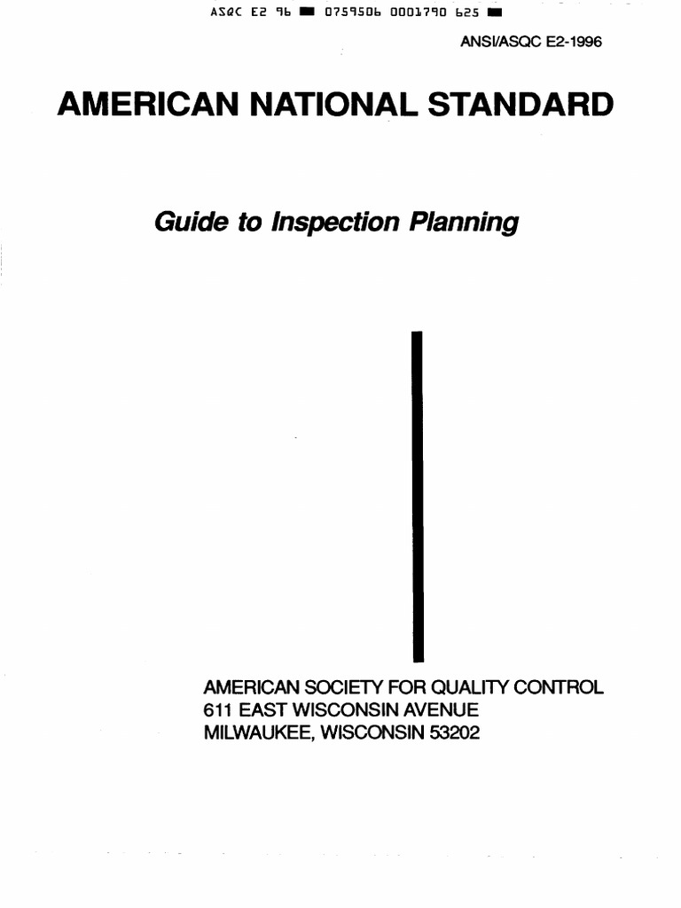 ASQC E2 96 Guide For Inspection Planning | PDF