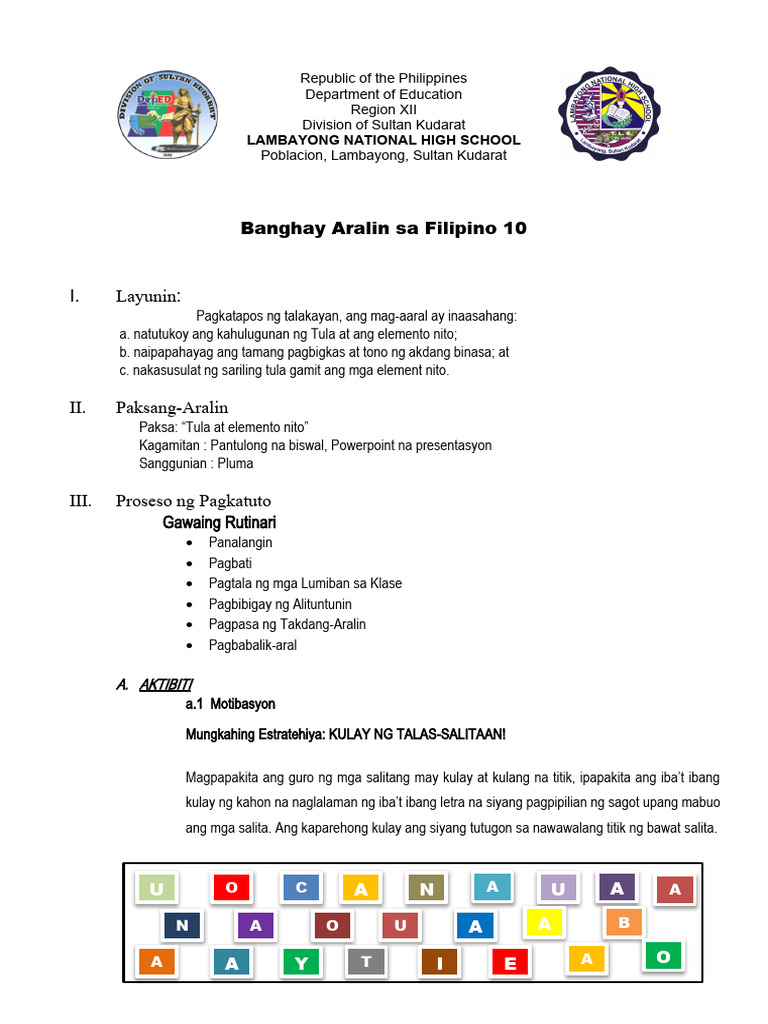 Hamid, Saira - Banghay Aralin Sa Filipino 10-Tula | PDF