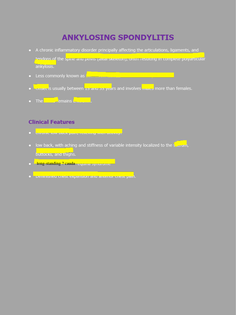 ANKYLOSING SPONDYLITIS | PDF | Vertebral Column | Vertebra
