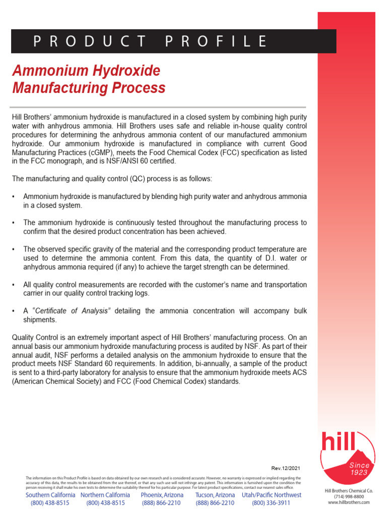 Ammonium Hydroxide Manufacturing Process | PDF