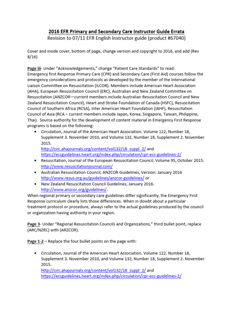 2016 EFR PSC InstrGuide Errata | PDF