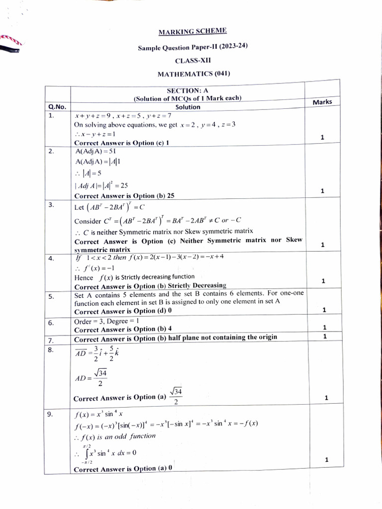 Sample Paper II (2023-24) | PDF | Mathematical Concepts | Mathematical Analysis