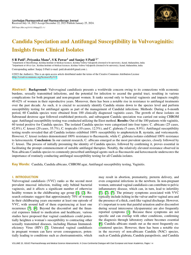 Paper 1 (2024), Special Issue, 1-4 | PDF | Candidiasis | Candida (Fungus)