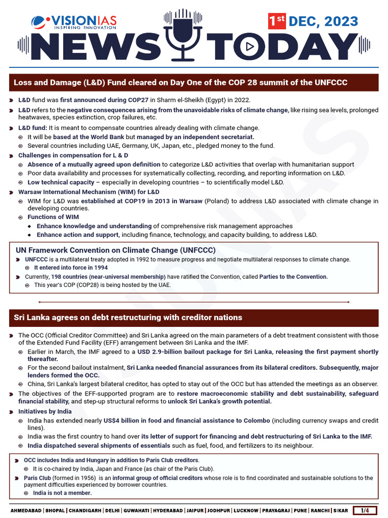 VisionIAS Daily Current Affairs 01 December 2023 | PDF | Occupational ...