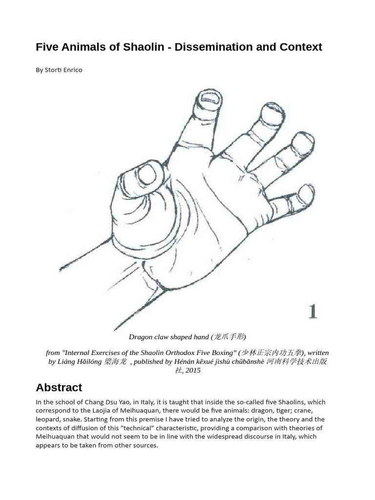 Five Animals of Shaolin Explained | PDF | Chinese Martial Arts | Thorax