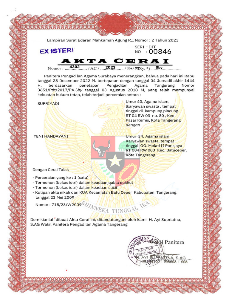 Akta Cerai 2 Customer PDF | PDF