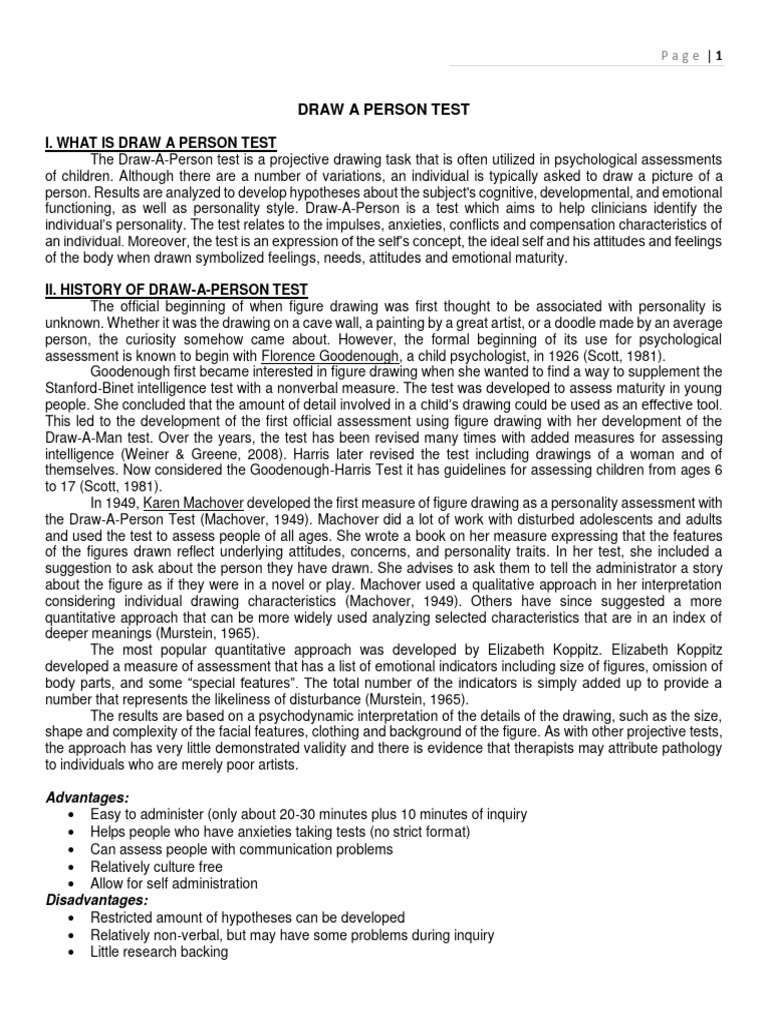 Draw A Person Test Interpretation | PDF | Psychological Concepts ...