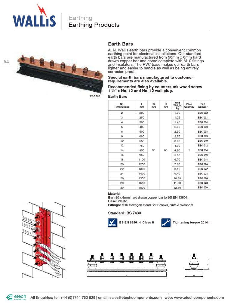 Wallis Standard Earth Bar Specifications | PDF | Mechanical Engineering ...