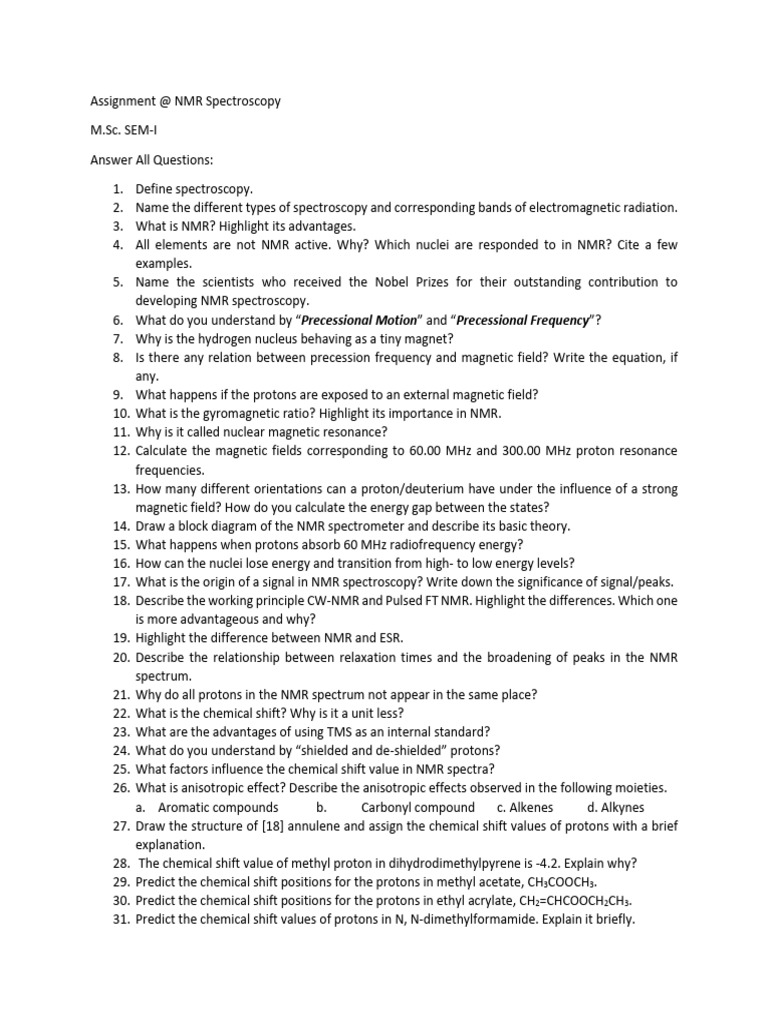 Assignment@SEM I@NMR | PDF