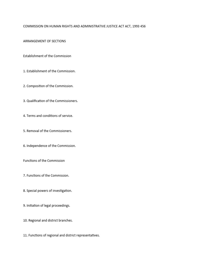 CHRAJ Act Overview and Functions | PDF
