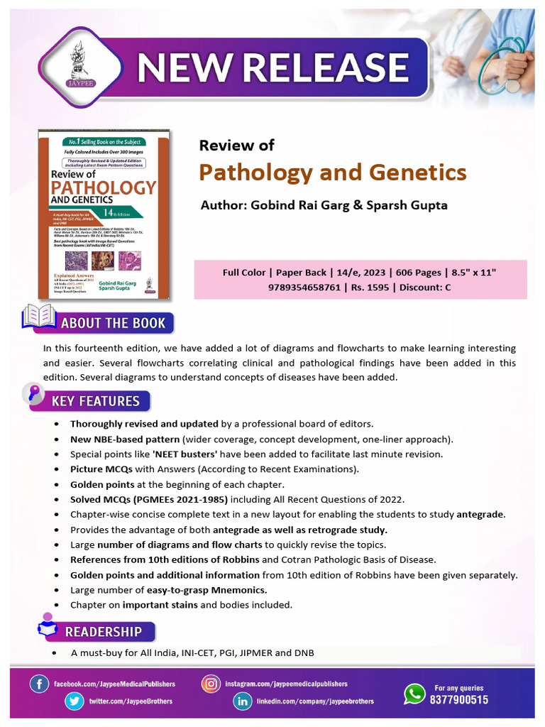 Gobind Rai Garg - Review of Pathology and Genetics 14E | PDF | Science ...