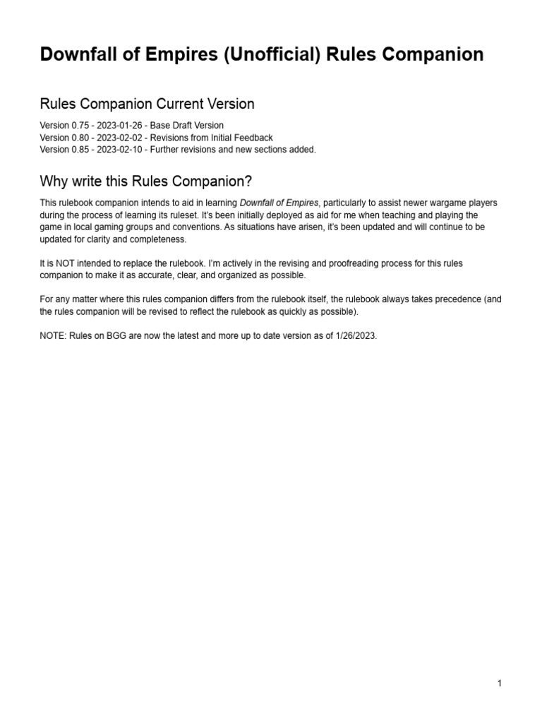 Downfall of Empires Rules Companion v0.85 | PDF | Central Powers ...