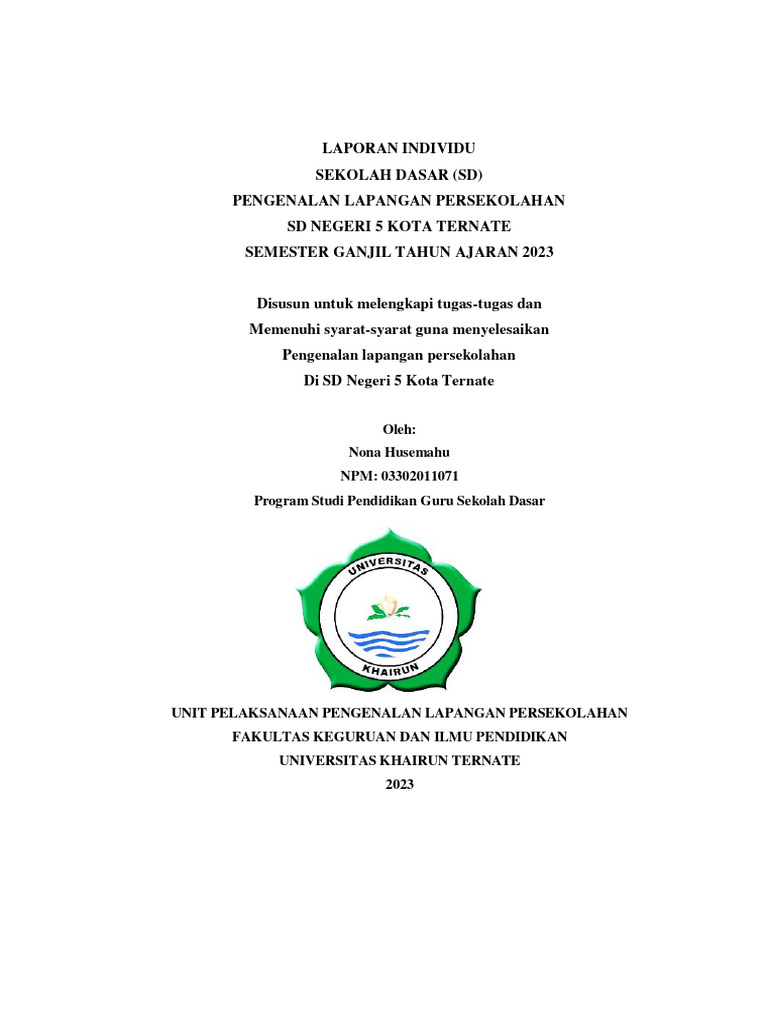 Laporan Individu PLP II Nona Husemahu | PDF | Karier & Perkembangan | Kesehatan Holistik