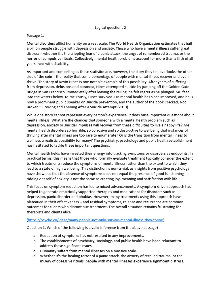 Logical Questions 2 | PDF | Empathy | Mental Disorder