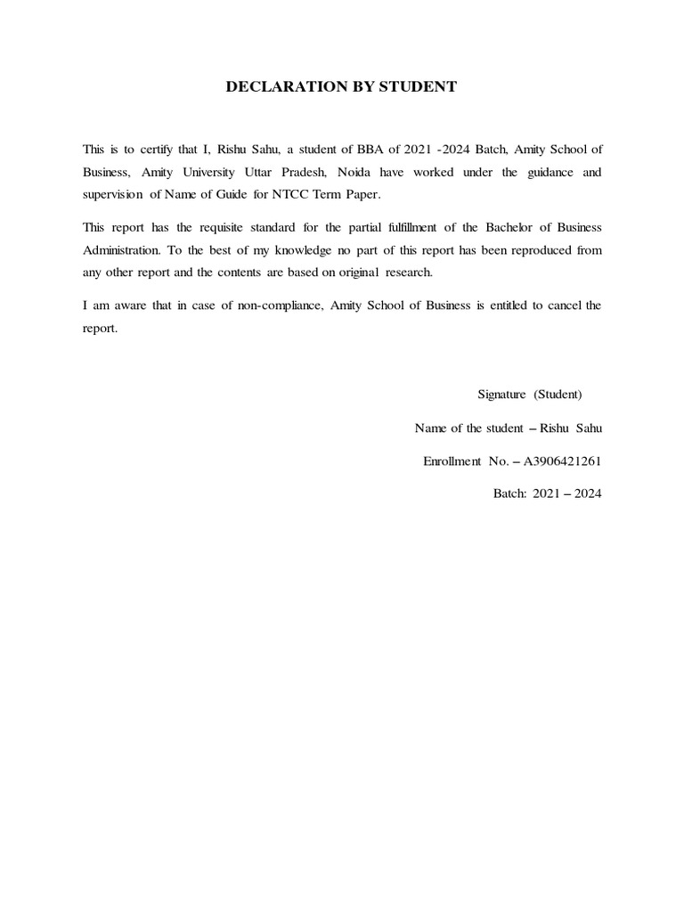 NTCC Confirmation | PDF