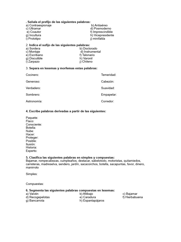 Prefijos, Sufijos y Derivadas | PDF | Libros para adolescentes