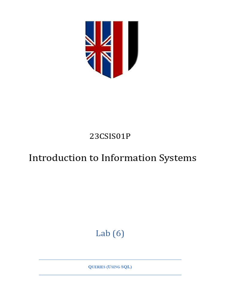 Lab 6-Queries (Using SQL) | PDF Lab 6-Queries (Using SQL) | PDF