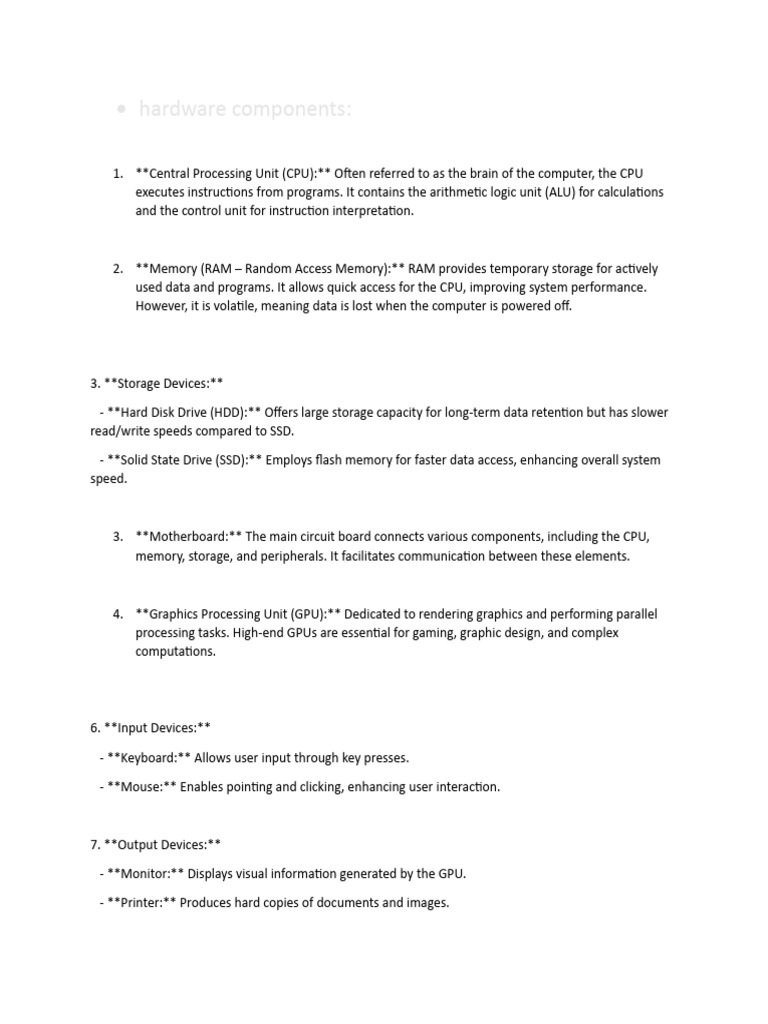 Hardware Components | PDF