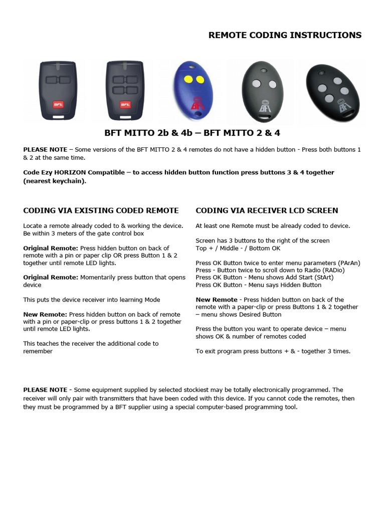 BFT Mitto Manual | PDF