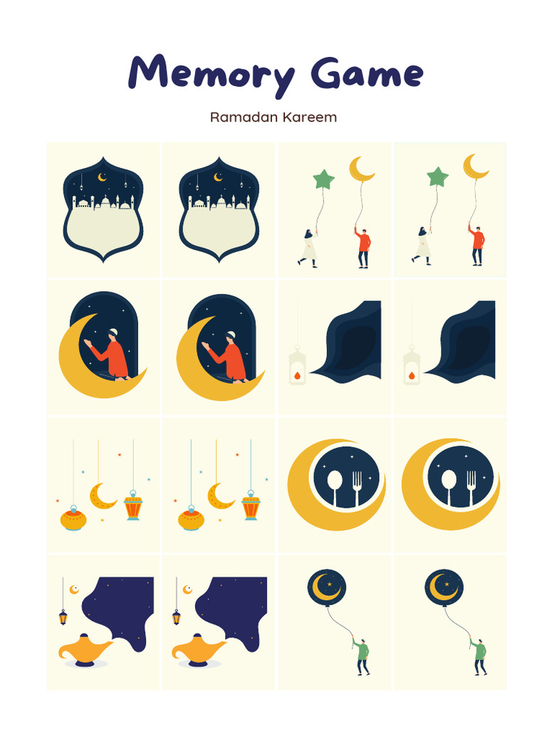 Ramadan Activity Memory Game Worksheet Set | PDF