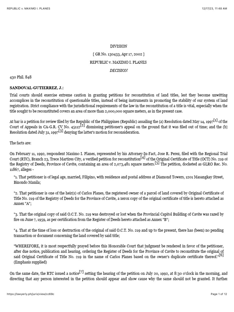 Republic V Planes | PDF | Appeal | Judgment (Law)