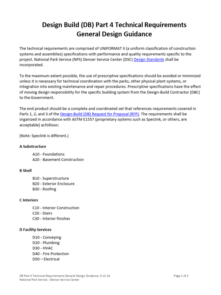 DB-Part4TechRequirements Guideline 4-12-16 AF 120417 | PDF | Engineering
