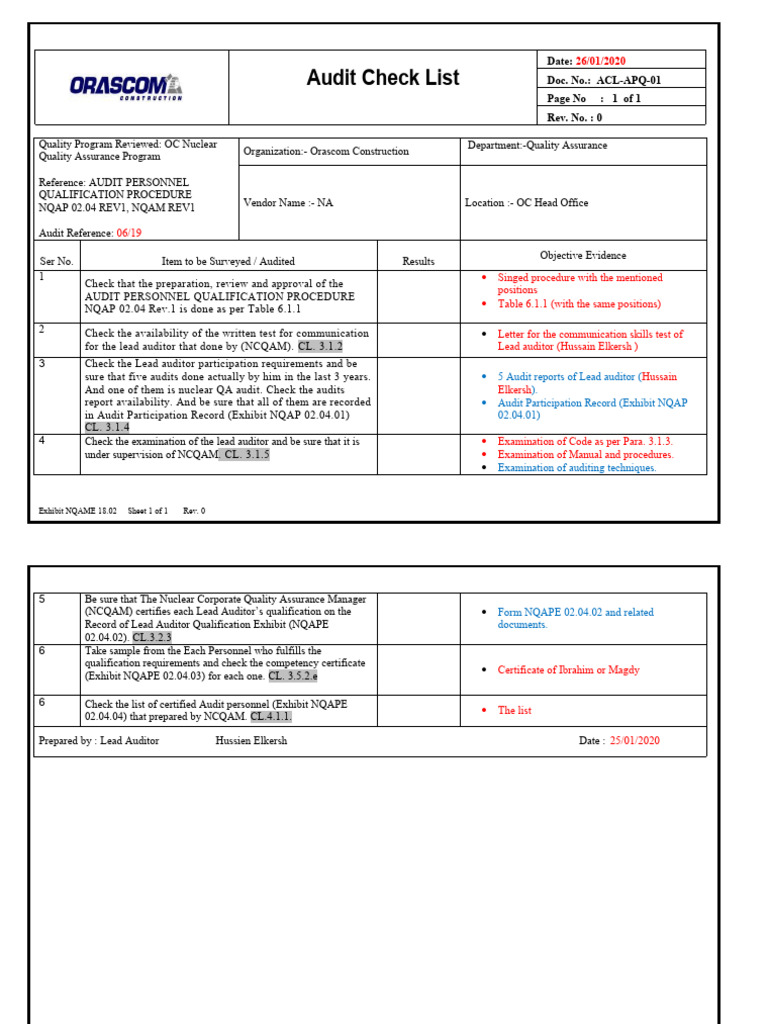 Acl Apq 01 | PDF | Audit | Quality Assurance