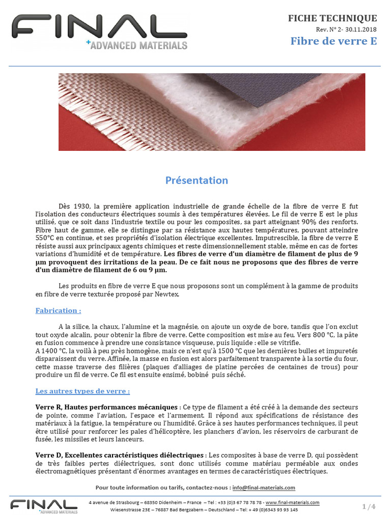 FINAL Advanced Materials - Fibre de Verre E | PDF