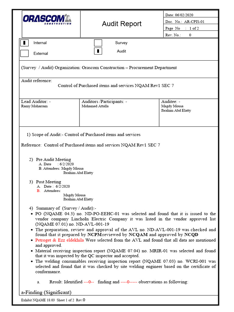 CPIS-01 Audit Report | PDF | Auditor's Report | Audit