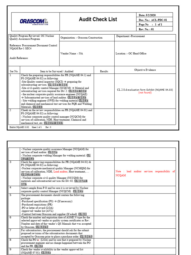 ACL-PDC-01 - Rev01 (Procurement Document Control) | PDF | Audit ...