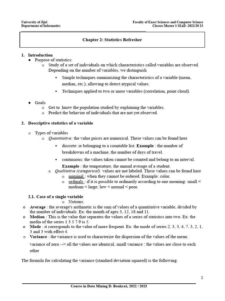 Chapter 2 Rappel | PDF | Statistics | Scientific Method