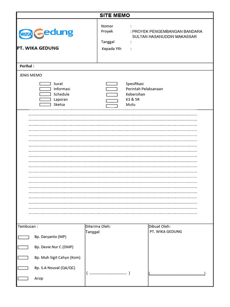 Form Site Memo | PDF