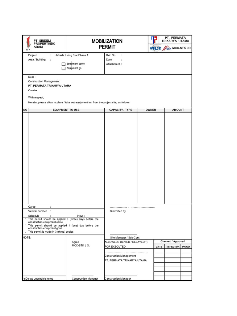 Mobilization Form | PDF