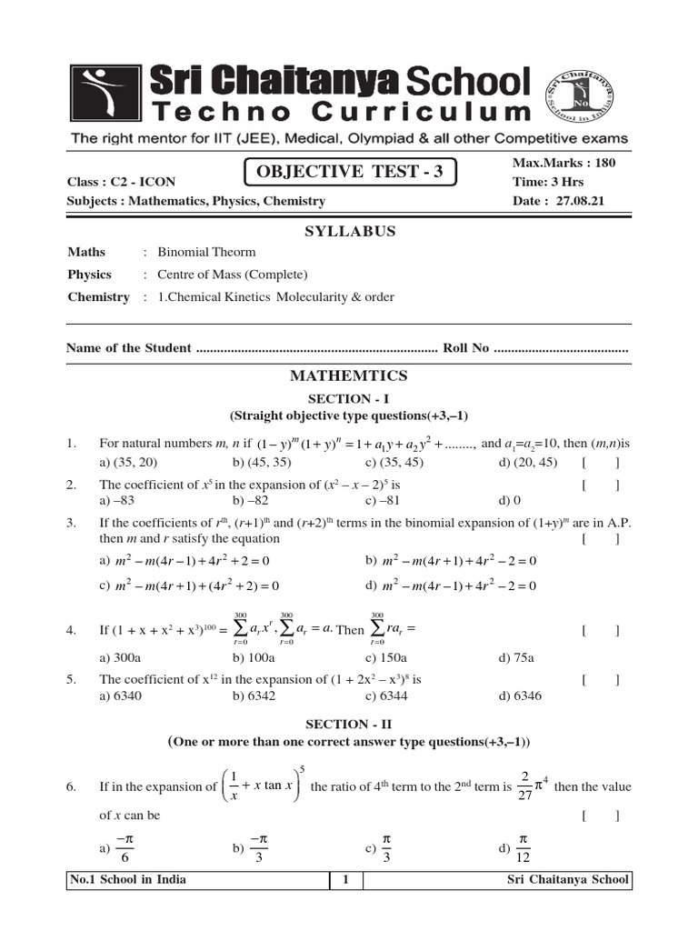 C2 - Icon Ot - 3 (Adv MPC) | PDF | Mass | Center Of Mass