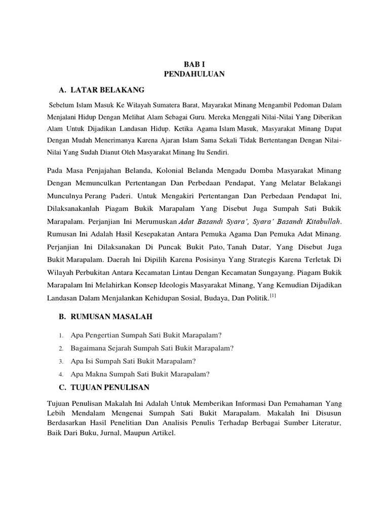 Makalah Sumpah Sati Bukik Marapalam | PDF