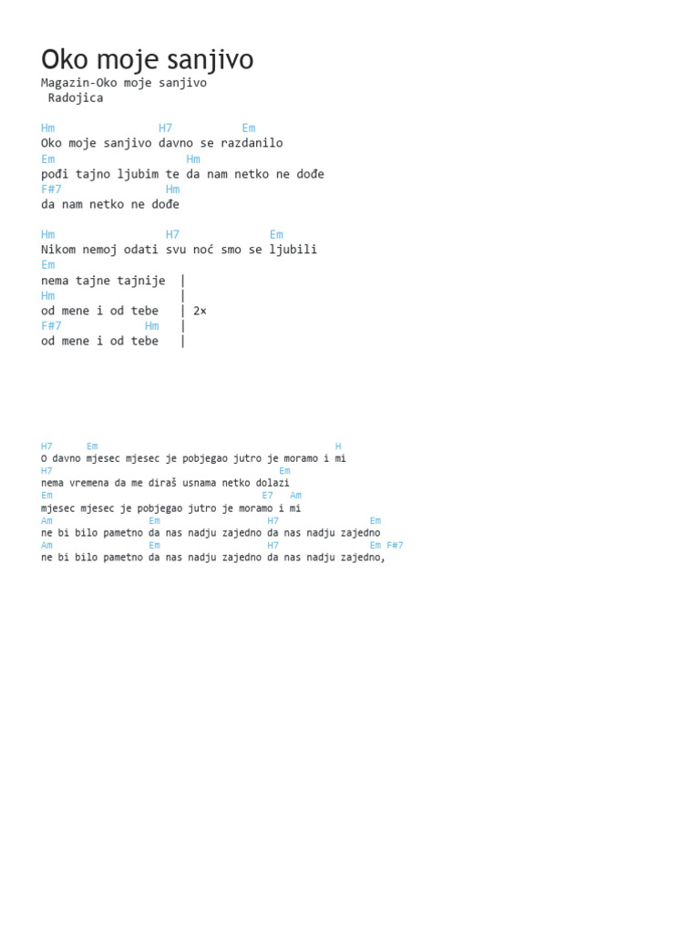 Oko Moje Sanjivo | PDF