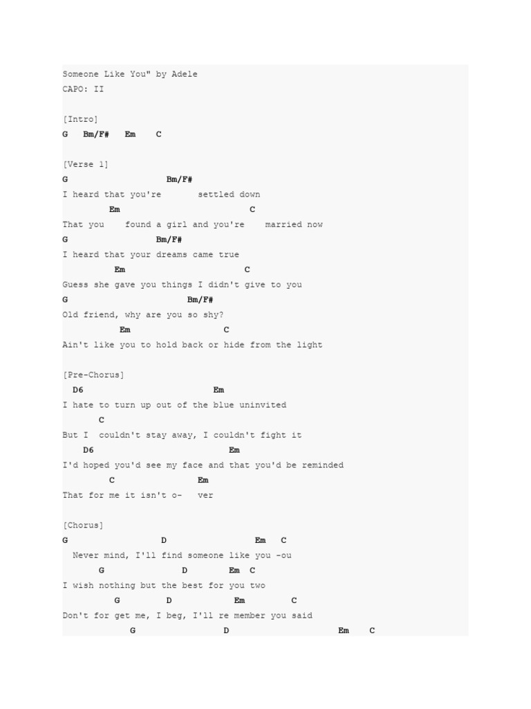 Acoustic Guitar Chords: Adele | PDF | Song Structure