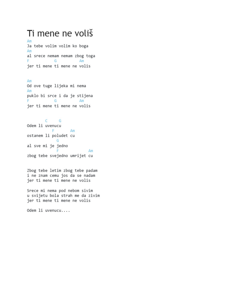 Ti Mene Ne Voliš | PDF