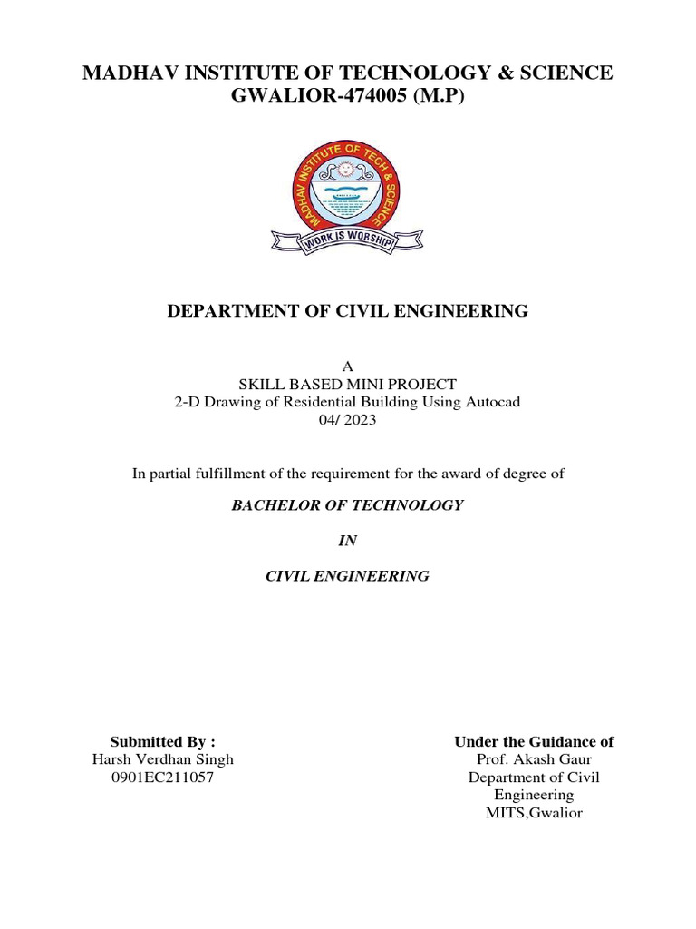 Harsh Verdhan Singh Autocad Mini Project File | PDF | Computer Aided ...