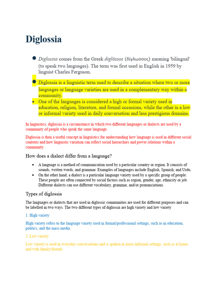 Diglossia | PDF