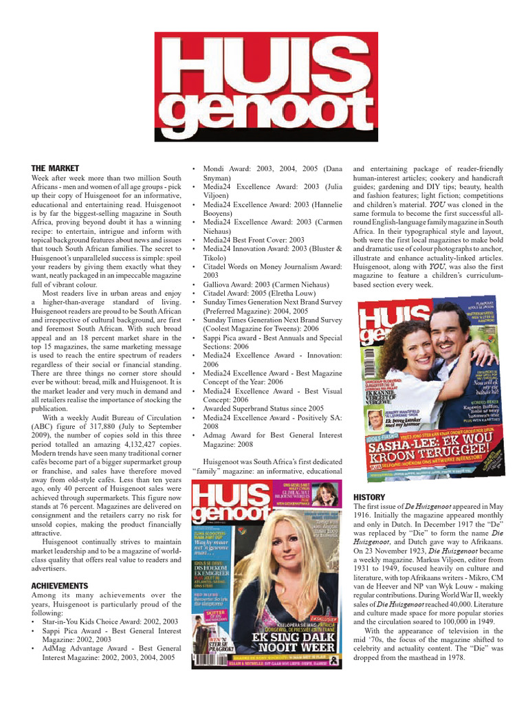 South Africa Edition 3 Huisgenoot | PDF | Brand | Magazines